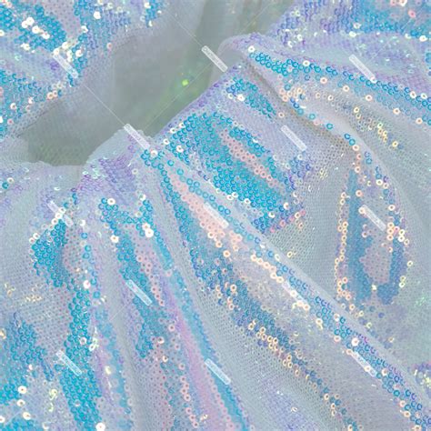 Sparkly Iridescent Pink And Blue 3mm Sequins On Satin Oneyard