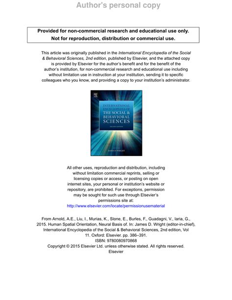 Pdf Human Spatial Orientation Neural Basis Of