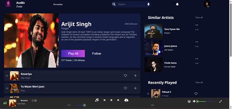 github harshsantoshi music player a music player website developed using html css and