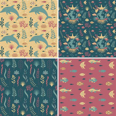 Collection Of Seamless Marine Patterns By Oksana Illustana On Dribbble