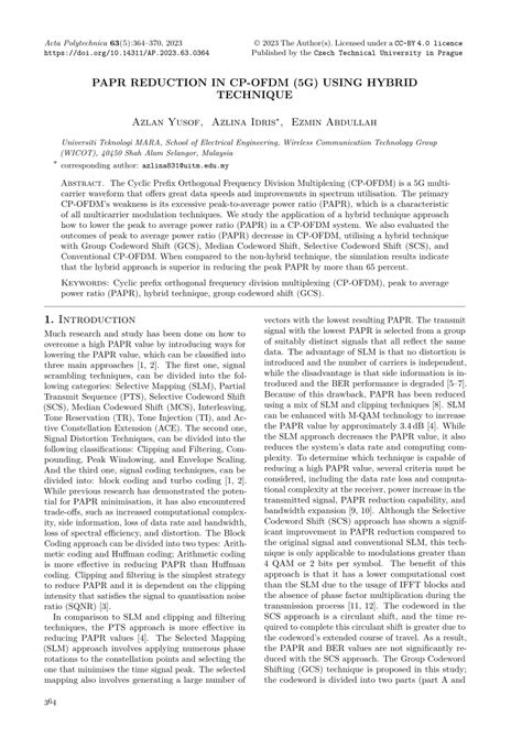 Pdf Papr Reduction In Cp Ofdm 5g Using Hybrid Technique