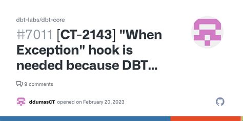 [ct 2143] when exception hook is needed because dbt has no exception