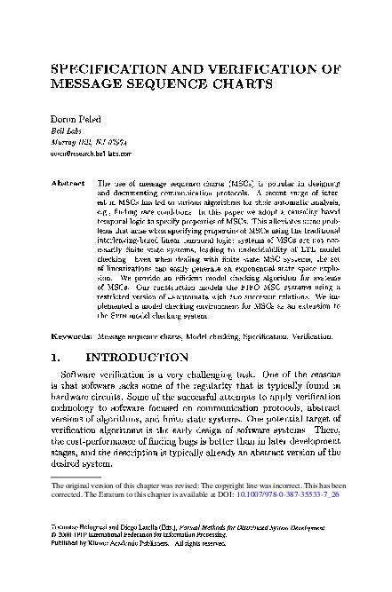 Pdf Specification And Verification Of Message Sequence Charts