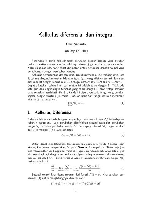 Kalkulus Diferensial Integral Pdf