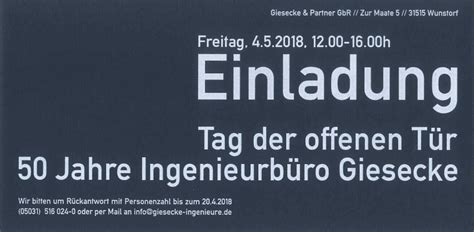 Tag Der Offenen T R Am Save The Date Giesecke Partner Gbr