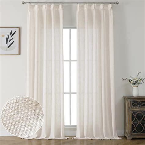 Ftinala Linen Curtains 96 Inches Long Oatmeal Cream