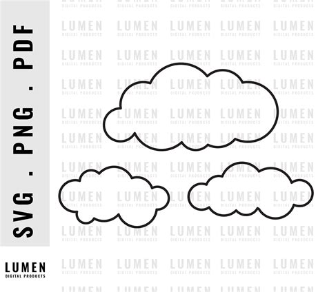 Cloud Svg Files Cloud Outline Clipart Cloud Clipart Cloud Svg Cricut File Etsy