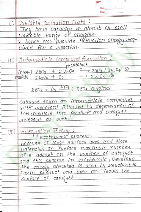 Class 12 Chemistry The D And F Block Elements Notes Handwritten Notes