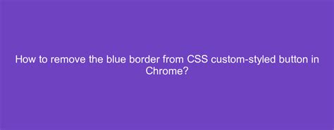 How To Remove The Blue Border From CSS Custom Styled Button In Chrome