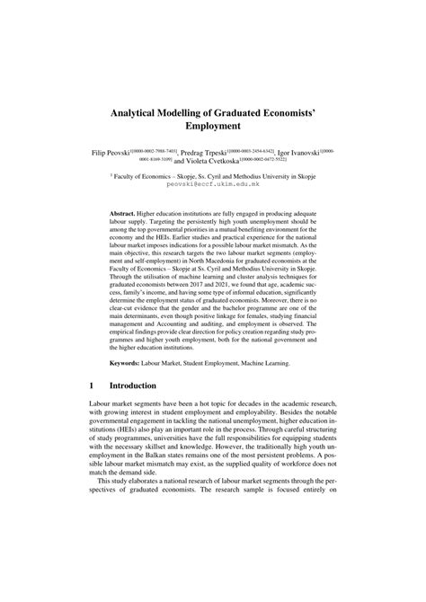 Pdf Analytical Modelling Of Graduated Economists Employment