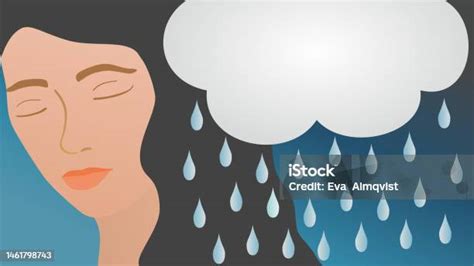 슬픈 여자와 배너입니다 구름과 비 차원 169 벡터 그림입니다 169에 대한 스톡 벡터 아트 및 기타 이미지 169 걱정하는 건강관리와 의술 Istock