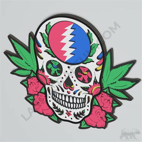 Grateful Dead Skull Layered Design For Cutting Lasercraftum