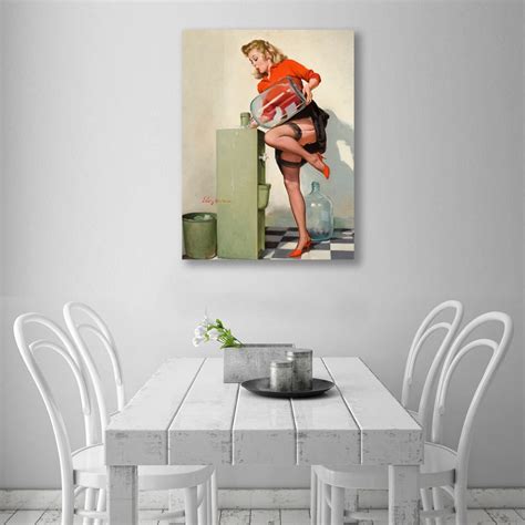 Pin Up Girls Gil Elvgren A Refreshing Lift Extra Large Wall Art Print Poster On Metal Sexy