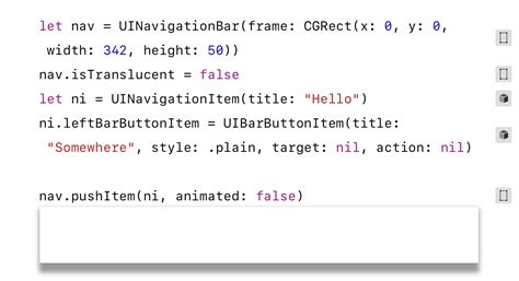 Ios Uinavigationbar Doesnt Display Item Parts In Playground Stack Overflow