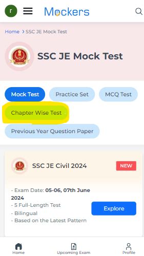 Civil Engineering Chapter Wise Test For SSC JE Free Questions Answers