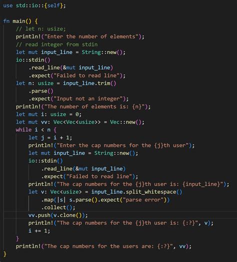 rust에서 길이가 다른 여러 개의 정수 벡터들을 하나의 어레이로 구성하는데 코드가 이렇게 길다 각각의 생긴 모습은 파이썬 같지만… sungjin kim