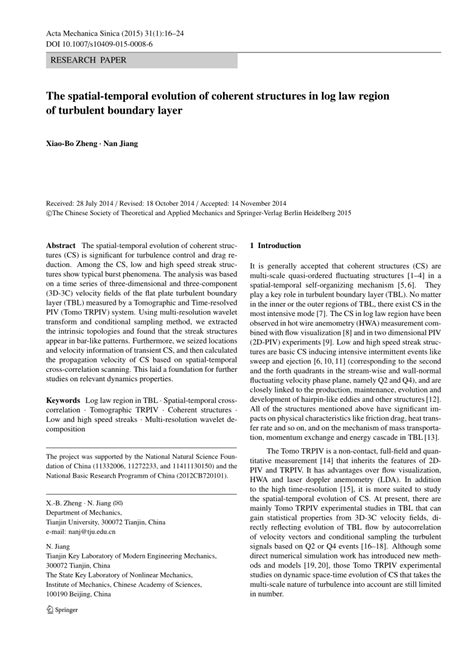 Pdf The Spatial Temporal Evolution Of Coherent Structures In Log Law Region Of Turbulent