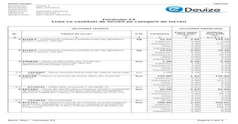 Pdf Model Lista Deviz F3 Lista Cantitati Pdfslide Net