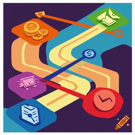 Abstract Illustration Of A Process Flow With Symbols For Money Data And Time On Craiyon