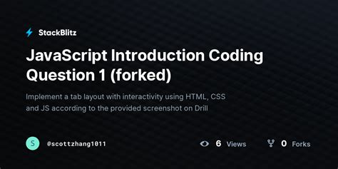 Javascript Introduction Coding Question 1 Forked Stackblitz