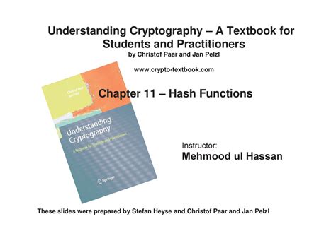 Cryptography Chptr Hash Functions Understanding Cryptography A Textbook For Students And