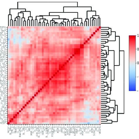 Correlation Heatmap With Dendrogram Of Molecules Levels From Cytokine Download Scientific