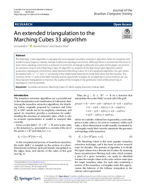 Pdf An Extended Triangulation To The Marching Cubes 33 Algorithm
