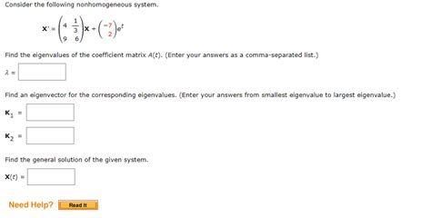 Solved Consider The Following Nonhomogeneous System Chegg Com