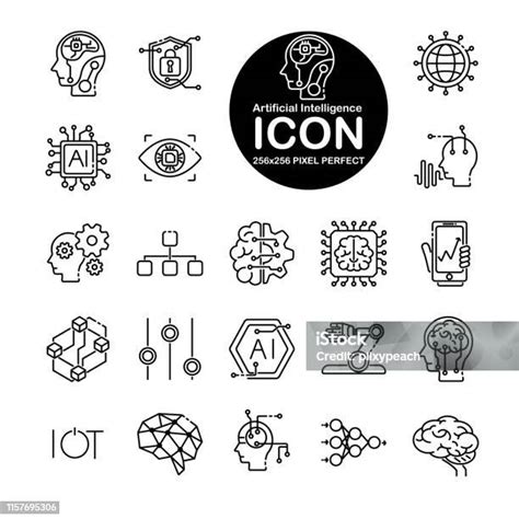 인공 지능에 대한 선 아이콘 의 집합입니다 뇌 회로 세계 자동화를 포함및 더 편집 가능한 벡터 스트로크265x265 픽셀 완벽 인공지능에 대한 스톡 벡터 아트 및 기타