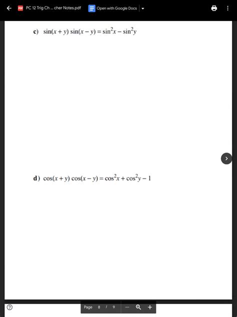 Assignment 3 Sum And Difference Identities Pdf