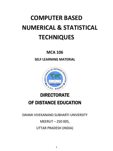 Computer Based Numerical And Statistical Techniques Mca 106 Pdf