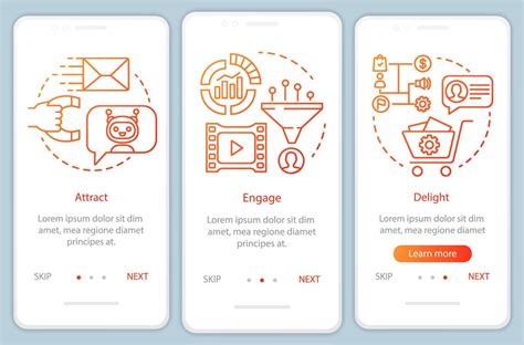 Inbound Marketing Method For Customers Orange Onboarding Mobile App Page Screen Vector Template