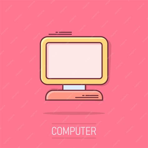 만화 스타일의 터 만화 컴퓨터 아이콘 모니터 표지 그림 픽토그램 Pc 비즈니스 스플래시 효과 개념 프리미엄 벡터