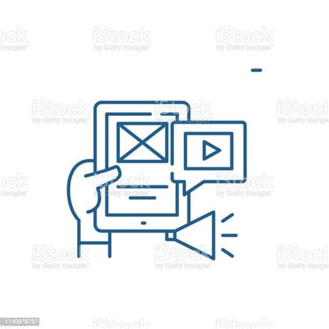 미디어 응용 프로그램 라인 아이콘 개념입니다 미디어 응용 프로그램 평면 벡터 기호 기호 개요 그림 0명에 대한 스톡 벡터 아트 및 기타 이미지 Istock