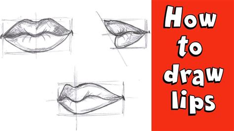 How To Draw Realistic Lips 3 Views Front Side And 3 4 Step By Step