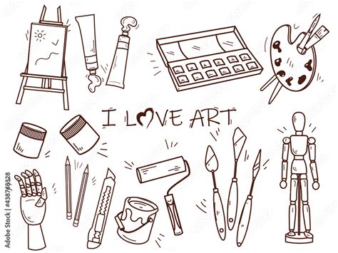 Vetor De A Set Of Tools For Drawing And Creating In A Linear Style