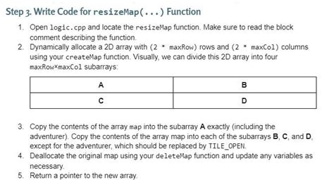 Solved Step 3 Write Code For ResizeMap Function 1 Chegg