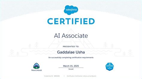 Excited To Share That I Have Successfully Earned The Salesforce Ai Associate Certification
