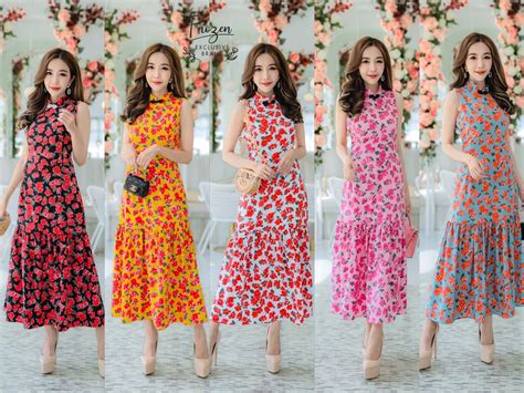 🌺🌺🌺🌺🌺 Maxi Dress แม็กซี่เดรสแขนกุด L N Fashion Shop