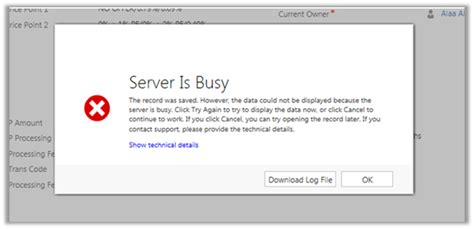 Server Is Busy The Record Was Saved However The Data Could Not Be