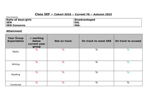 Pupil Progress Meeting Class Sef Paperwork Teaching Resources