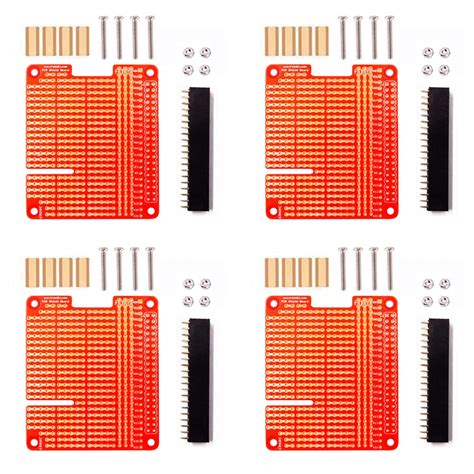 Treedix4 Sets Gpio Breakout Diy Breadboard Pcb Shield Red Expansion