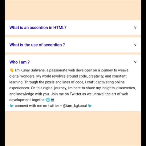 Kunal Gavhane On Linkedin Built This Simple Accordion Section Made With Html Css And Js 😍 Like