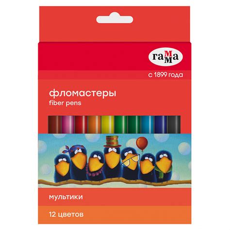 Набор фломастеров Гамма "Мультики" 12 цв., смываемые, картон. упак ...