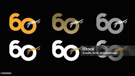 기념일 로고 템플릿 디자인 기념일 기호 생일 축하 인사말 카드 기호 레이블 및 숫자 60의 기호의 벡터 일러스트 레이 션 스톡