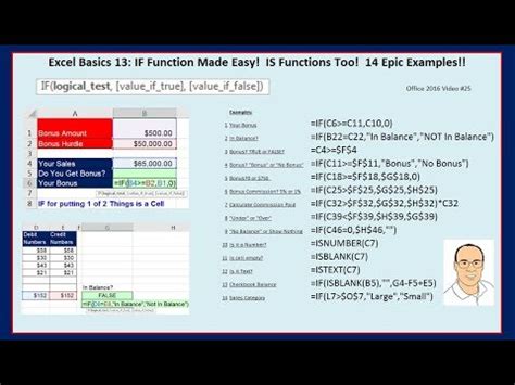 Excel Basics 13 IF Function Made Easy IS Functions Too 14 Epic Examples YouTube