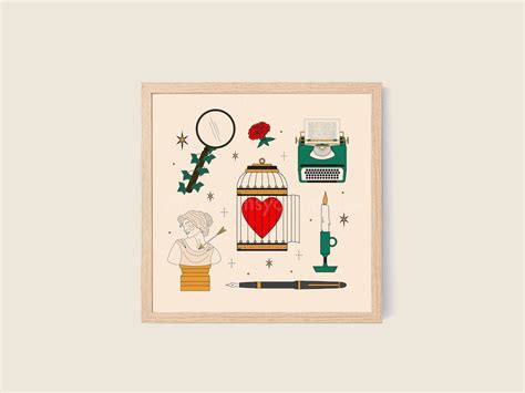 Tortured Poet Inspired Tattoo Flash Sheet Print Art Print Wall Decor