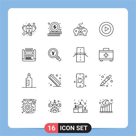 Mobile Interface Outline Set Of 16 Pictograms Of Development Blueprint