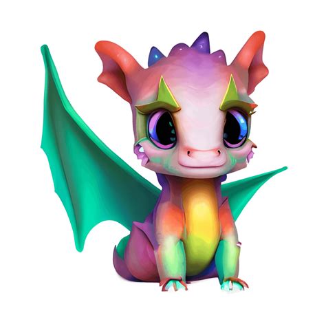 Rainbow Baby Dragon Chibi Graphic Creative Fabrica