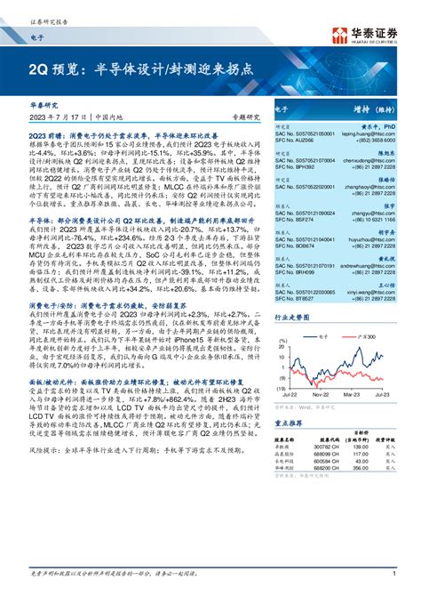 电子专题研究：2q预览：半导体设计封测迎来拐点